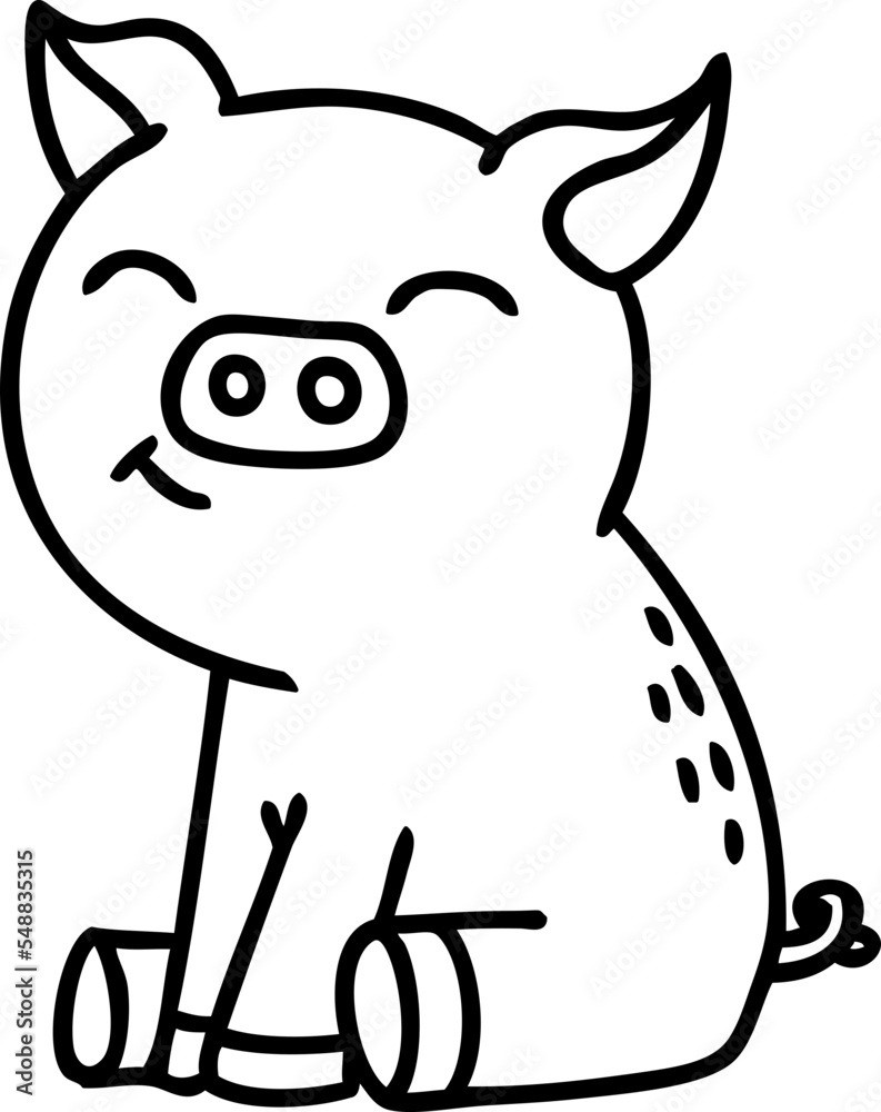 outline quirky cartoon pig Stock Vector | Adobe Stock