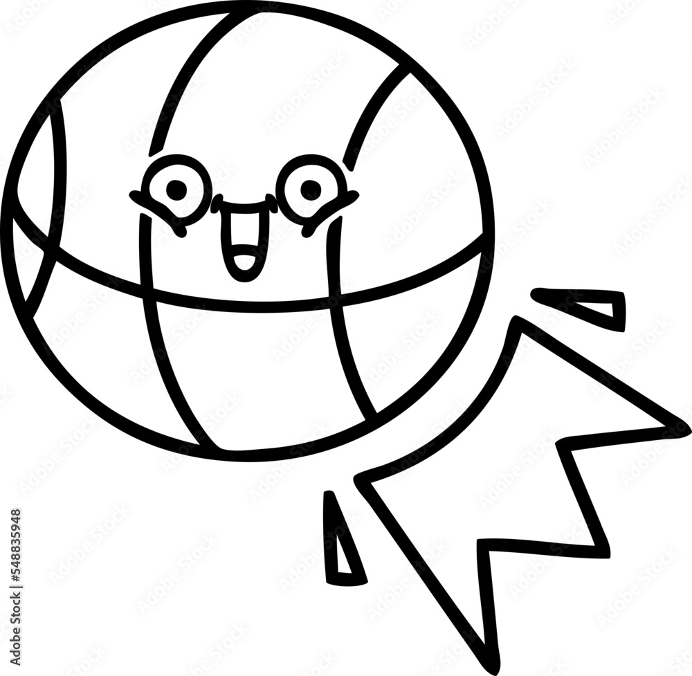 outline cartoon of a basketball Stock Vector | Adobe Stock