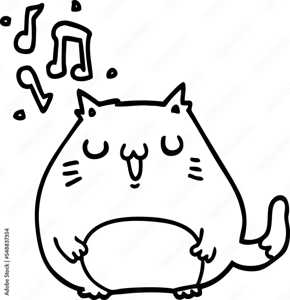 cartoon cat singing Stock Vector | Adobe Stock