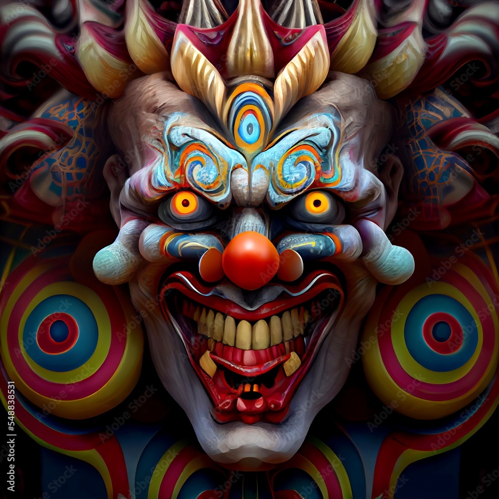 Midjourney abstract render of an evil clown Stock Illustration | Adobe ...
