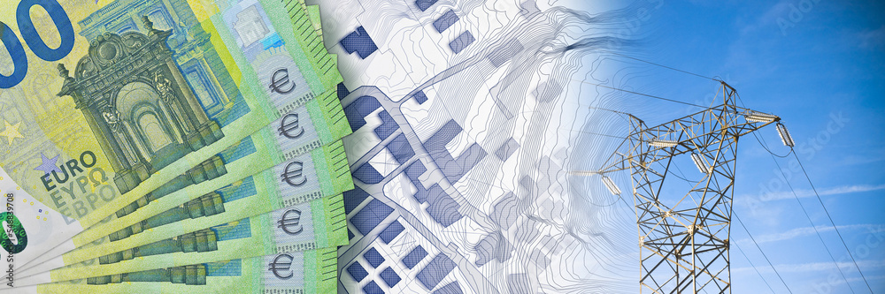 Increasing european electricity costs concept with power tower ...