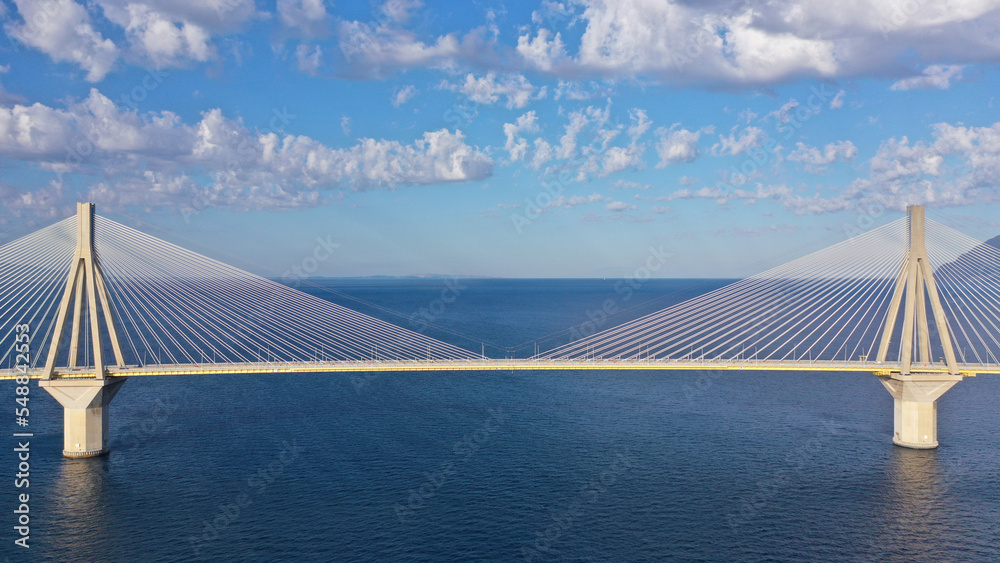 Aerial drone photo of famous state of the art modern cable strait ...