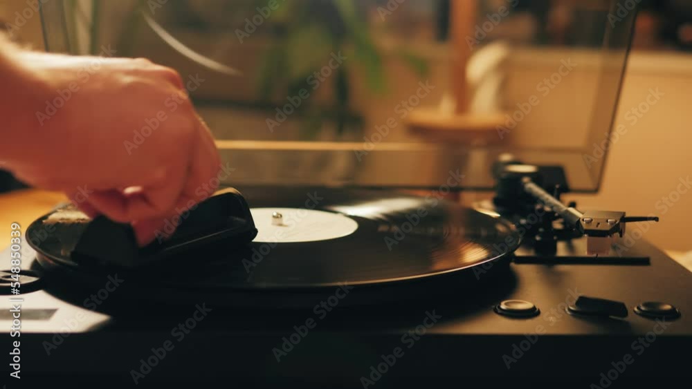 Color Vinyl Disc Record Close-up Playing Music, Vintage old Vinil ...