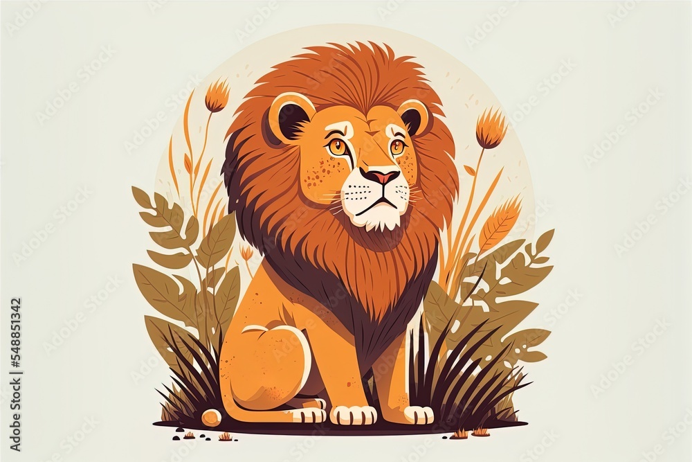 Cute Lion Sitting Cartoon 2D Illustrated Icon Illustration. Animal ...