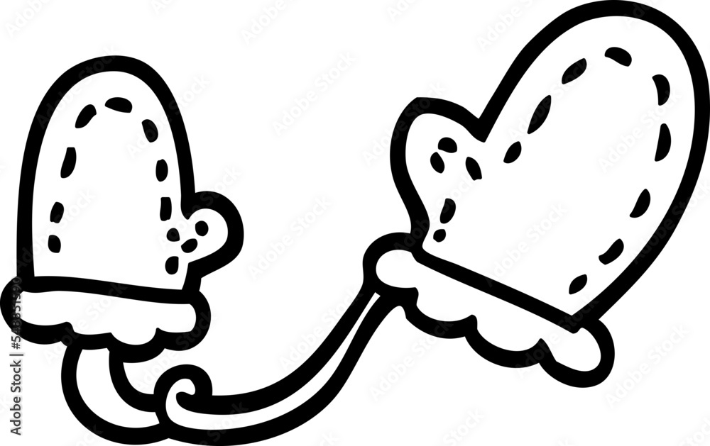 outline cartoon mittens Stock Vector | Adobe Stock
