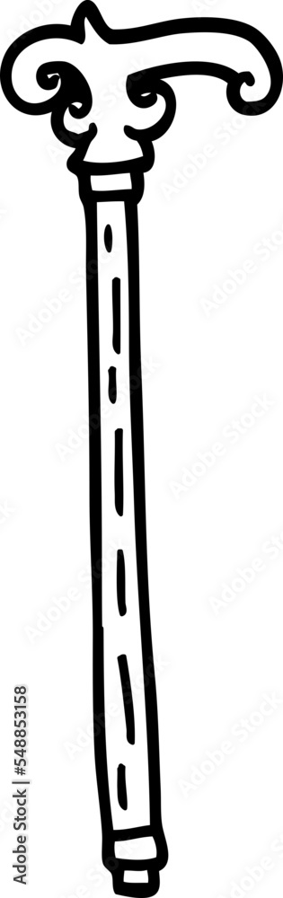 outline cartoon fancy walking stick Stock Vector | Adobe Stock