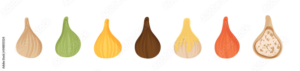 Set of steamed modak vector illustration isolated on white background ...