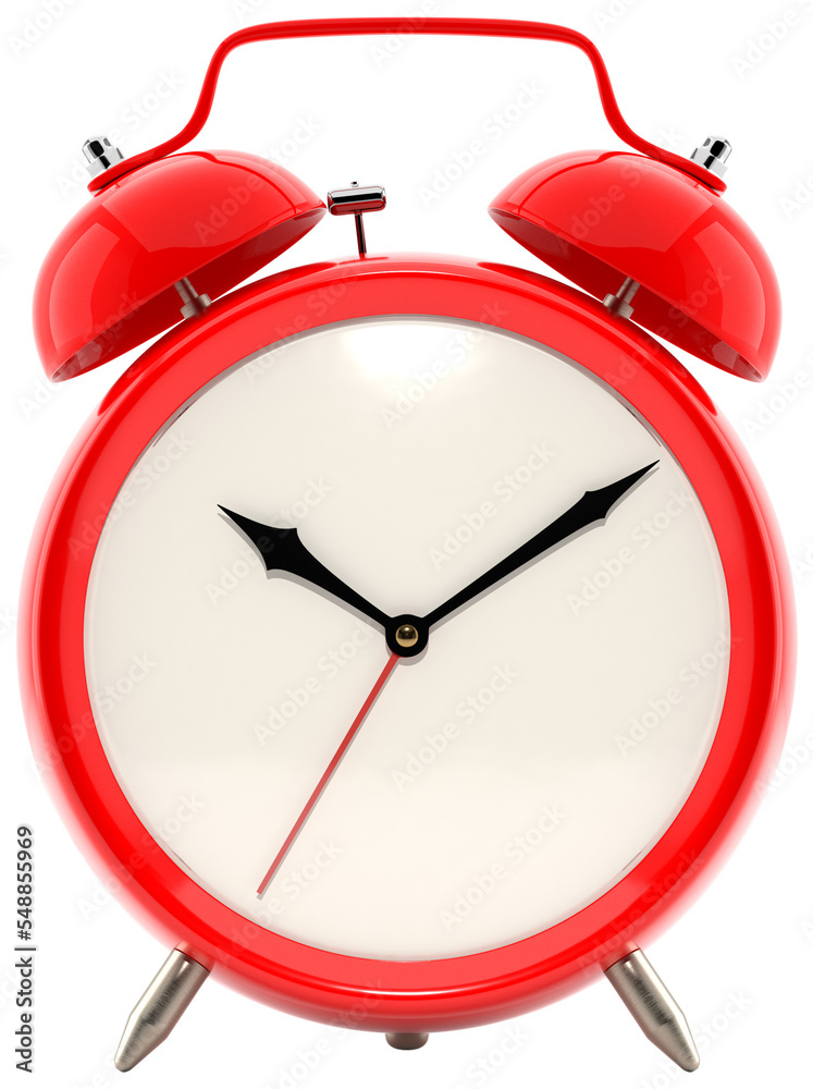 Alarm clock, vintage style red color clock with black hands. PNG ...