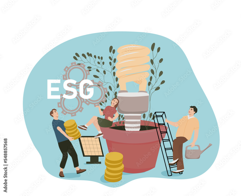 ESG Environmental Social and Governance. Sustainable stocks evaluation ...