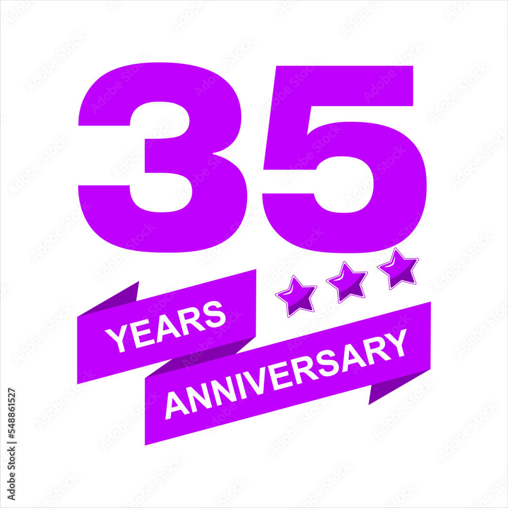 35th anniversary celebration vector template, bright creative 35th ...