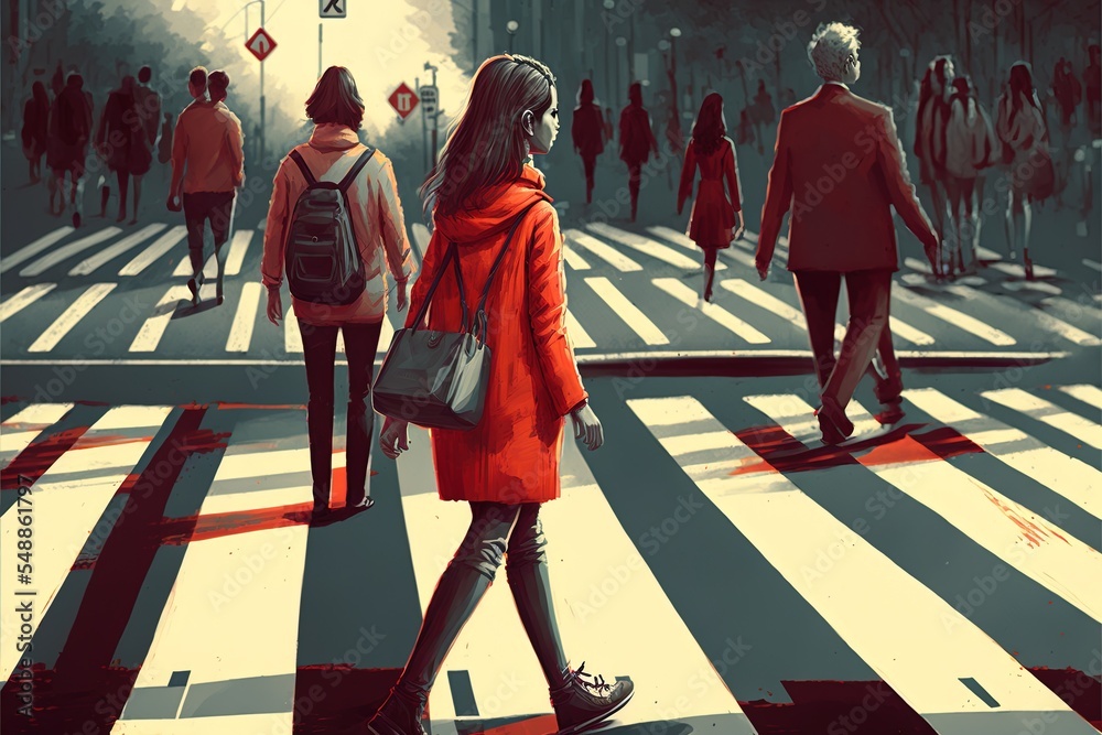 Pedestrian Crossing Concept Illustration Stock Illustration | Adobe Stock