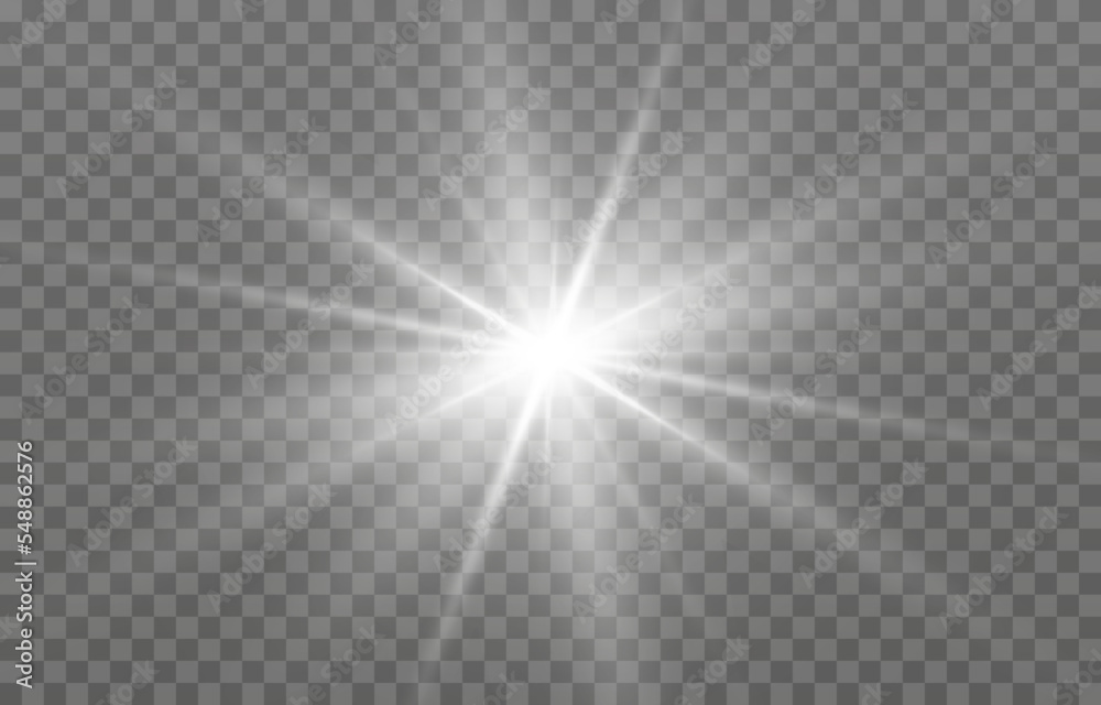 White glowing light flashes with transparent. Vector illustration for ...