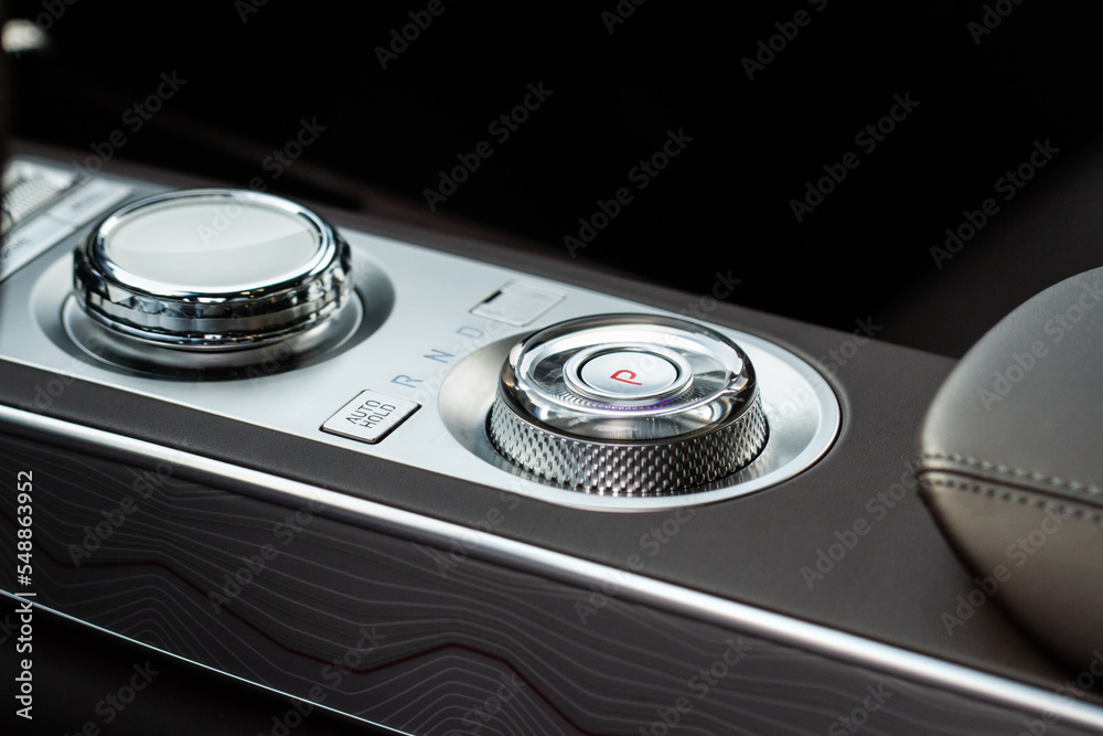 Parking brake of a modern car. Electronic handbrake. Modrn car hand ...