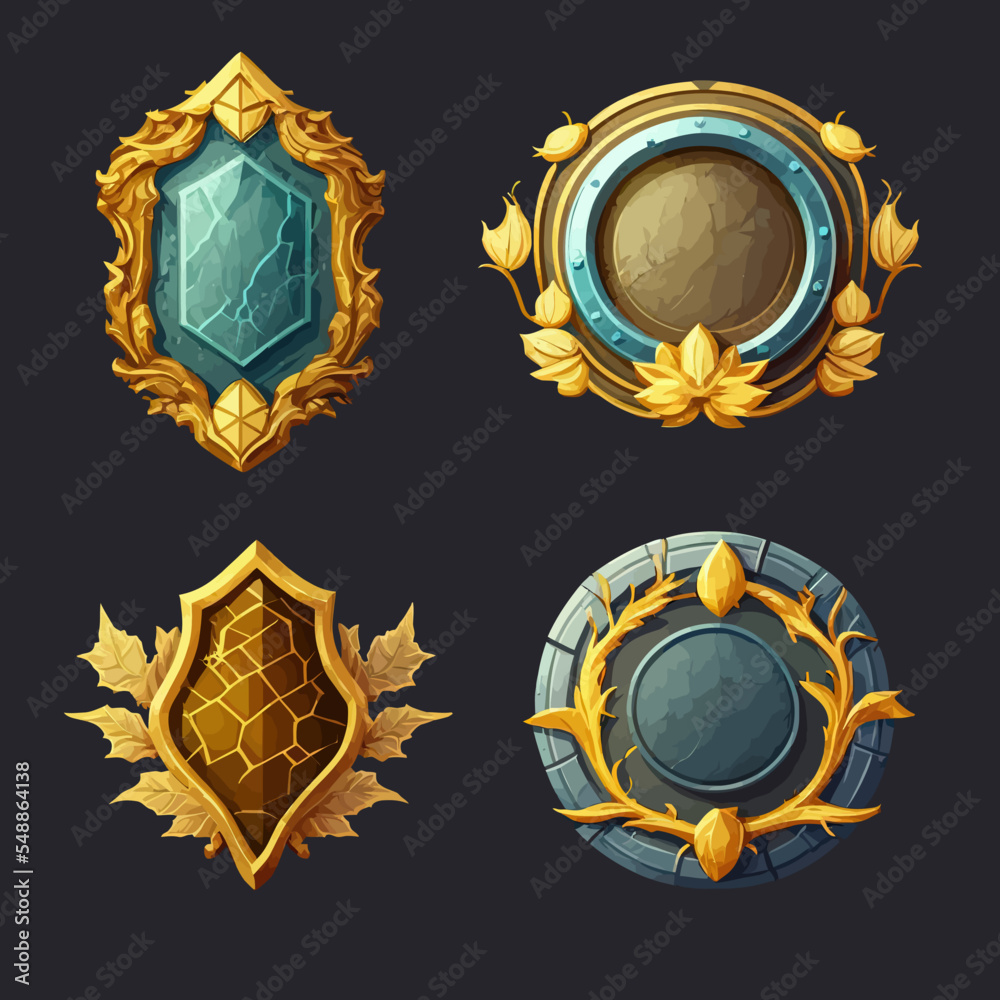 Game ui frames, rank frames, Ui game borders evolution wooden,medieval ...