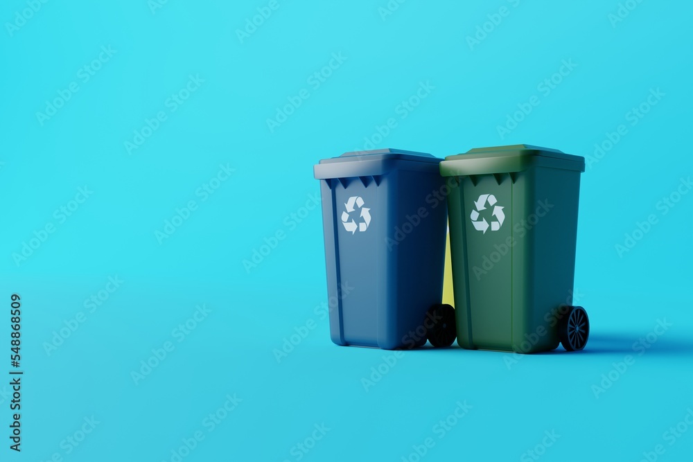 Waste bins for segregation. Wastepaper basket in different colors for ...