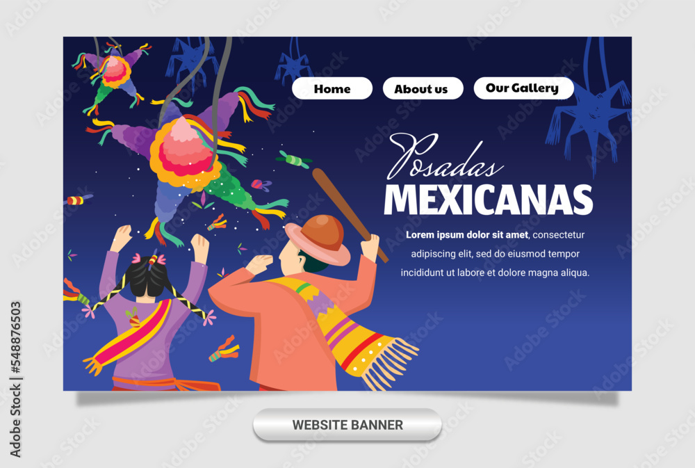 website landing page design template for mexicanas posadas festival ...