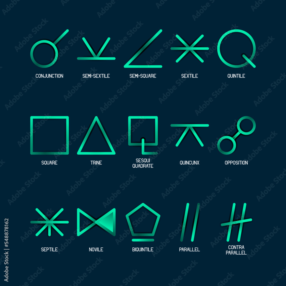 ASPECTS zodiac horoscope thin line label linear design esoteric ...