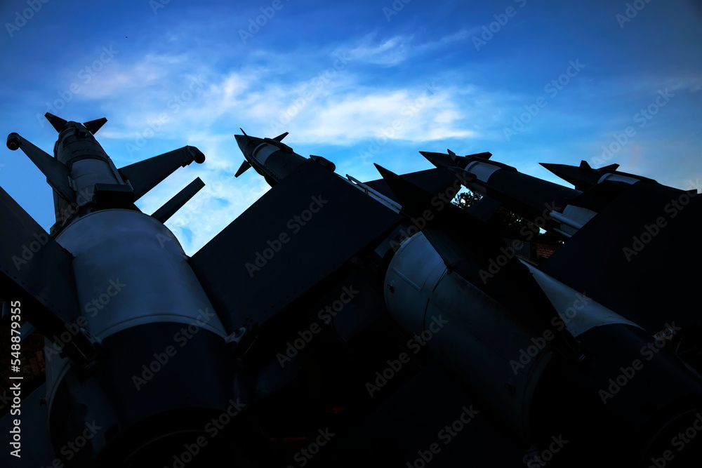 Rear view of the air defense missile system on self propelled launching ...