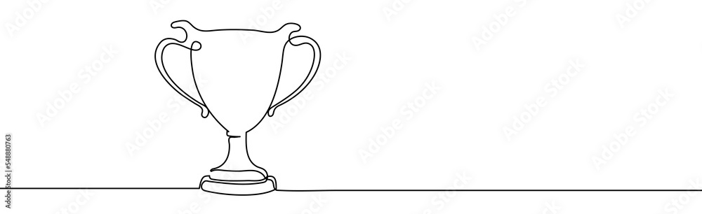 one line drawing of winner trophy minimalism object design vector ...