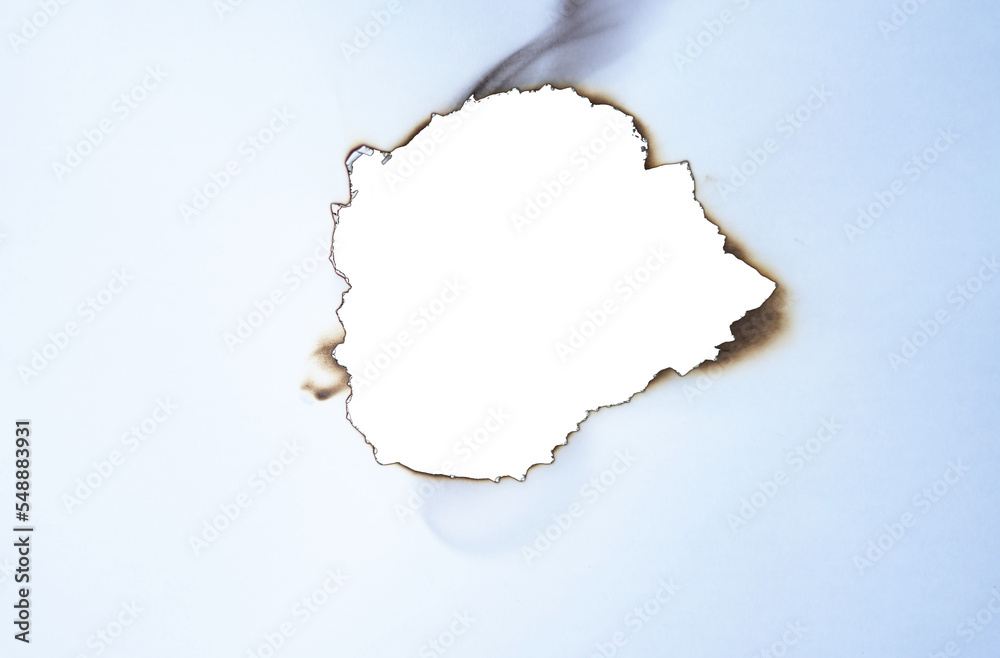 Burnt paper frame for frame texture overlay. damaged white paper with ...