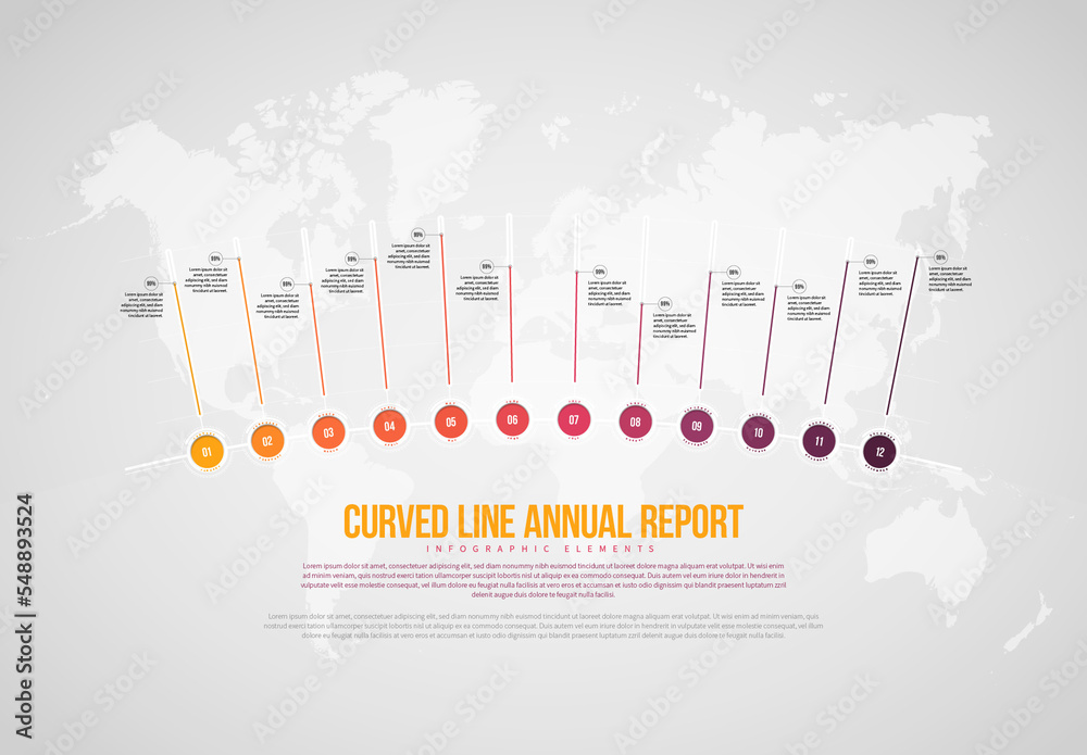 Curved Line Annual Report Infographic Stock Template | Adobe Stock