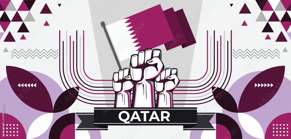 Qatar national day banner with Qatari flag colors theme background and ...
