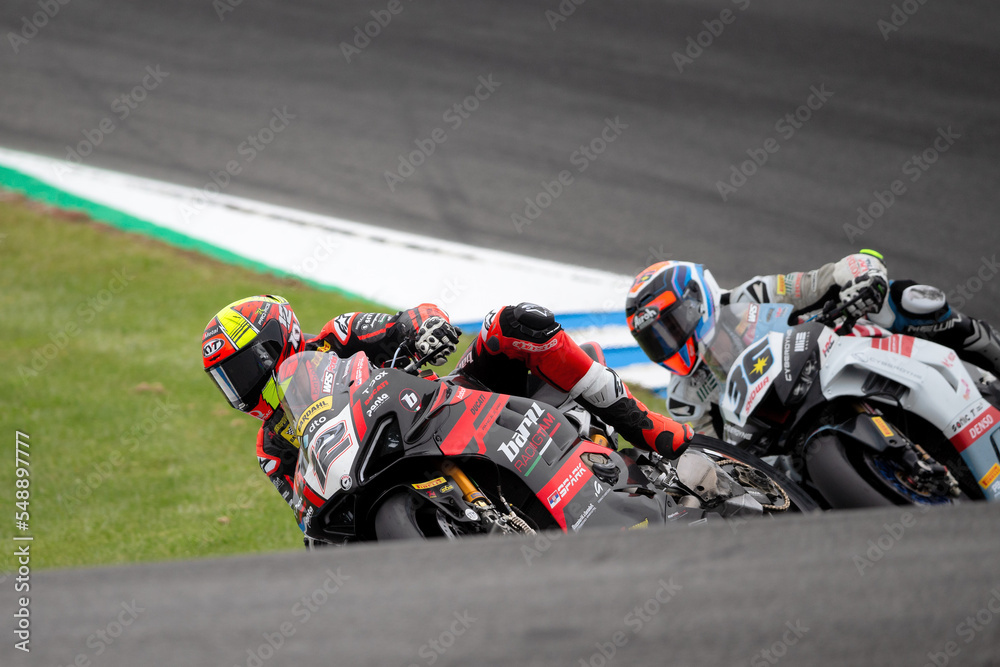 Xavi Fores of Spain on the BARNI Spark Racing Team Ducat followed by ...