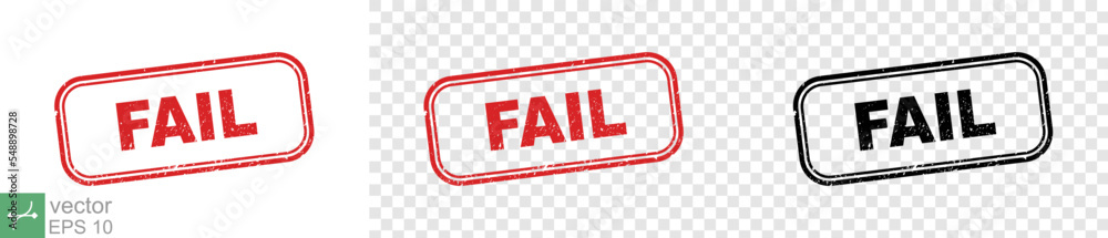 Fail stamp sign. Square seal grunge, vintage label template, red tag ...