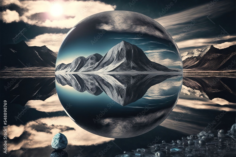 reflection on solar systems in the sea, cool futuristic planet, sky ...