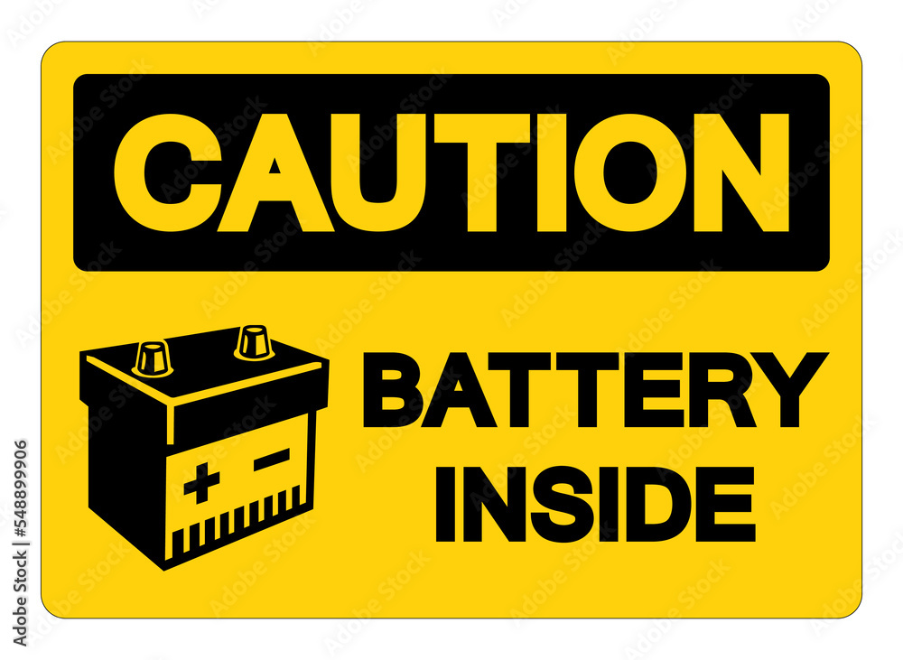 Caution Battery Inside Symbol Sign, Vector Illustration, Isolated On ...