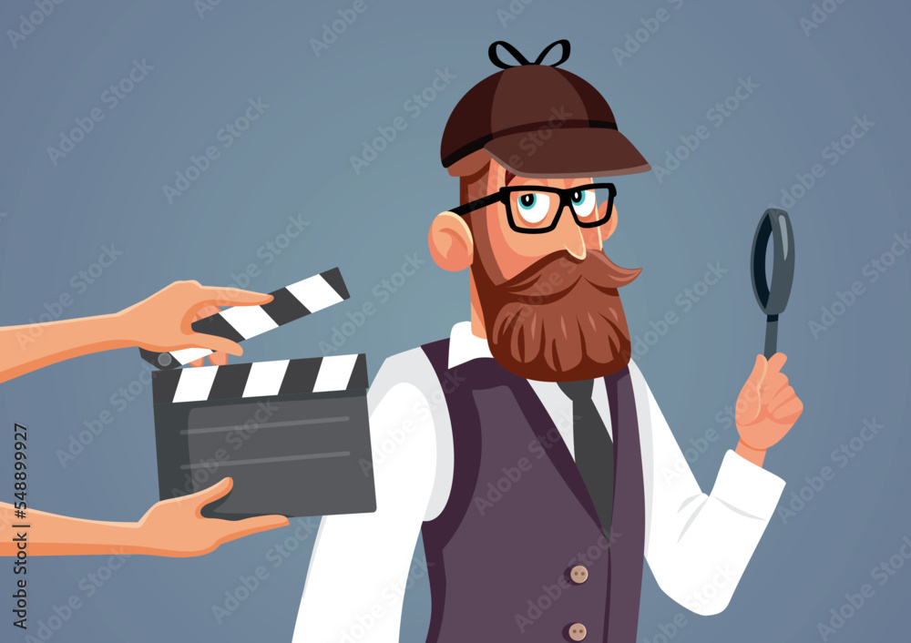 Detective Movie Being Filmed Vector Cartoon Illustration. Actor filming ...