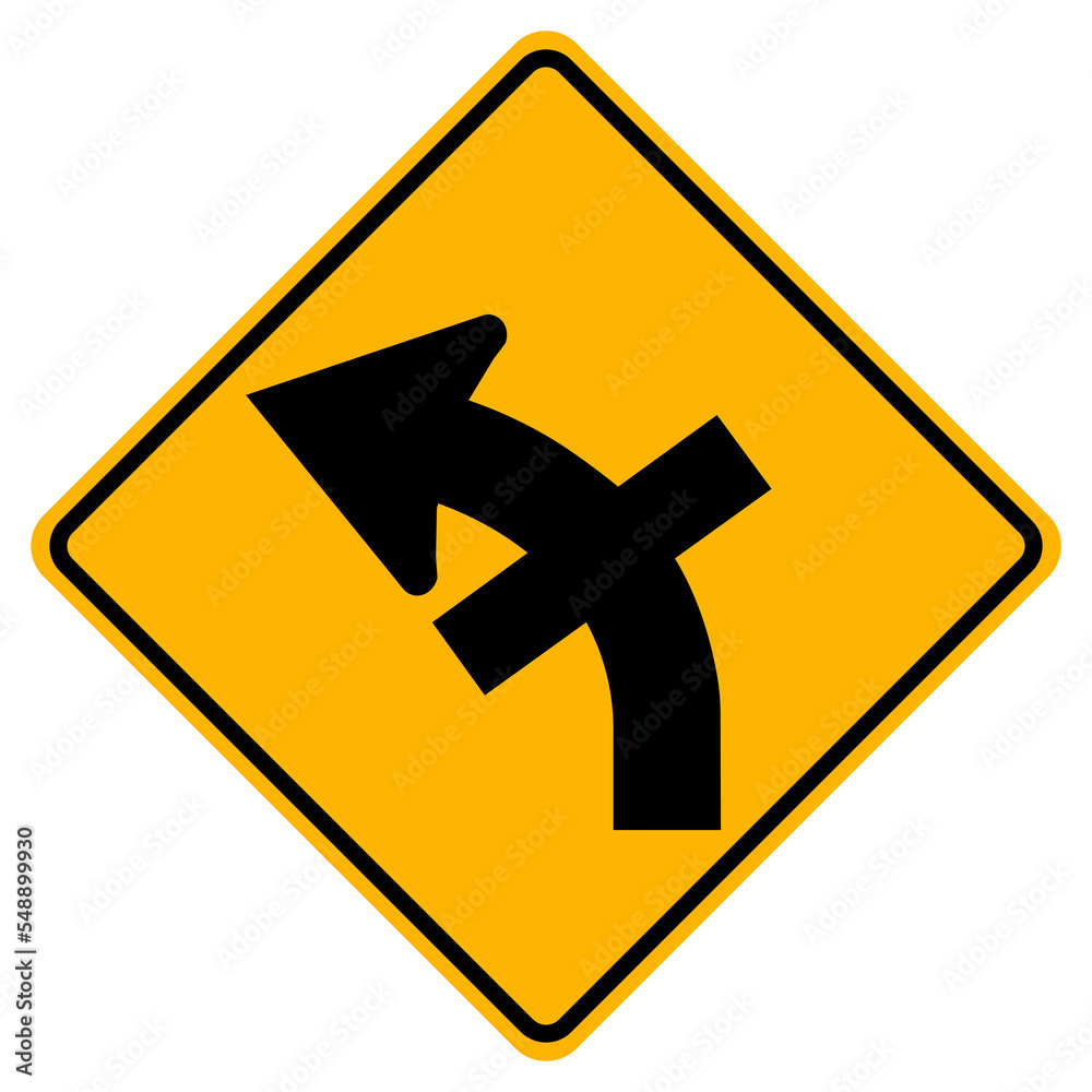 Side Road Junction On A Curve Left Symbol Sign, Vector Illustration ...