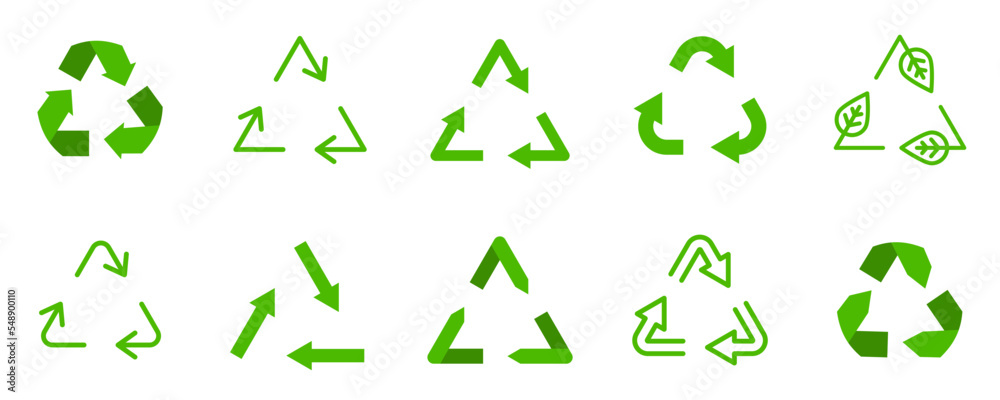 Conjunto de iconos de reciclaje. Material reciclable. Conservación ...