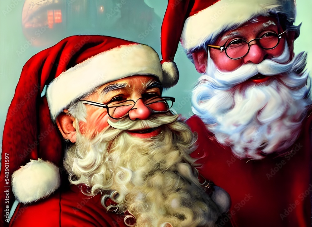 A jolly old man with a long white beard and red suit is sitting in a ...