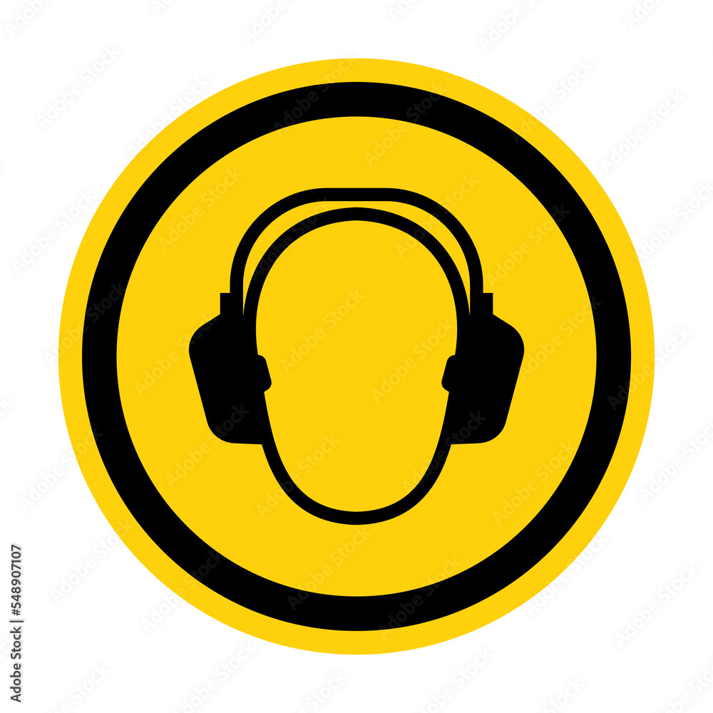 Hearing Protection Symbol Floor Sign Stock Vector | Adobe Stock