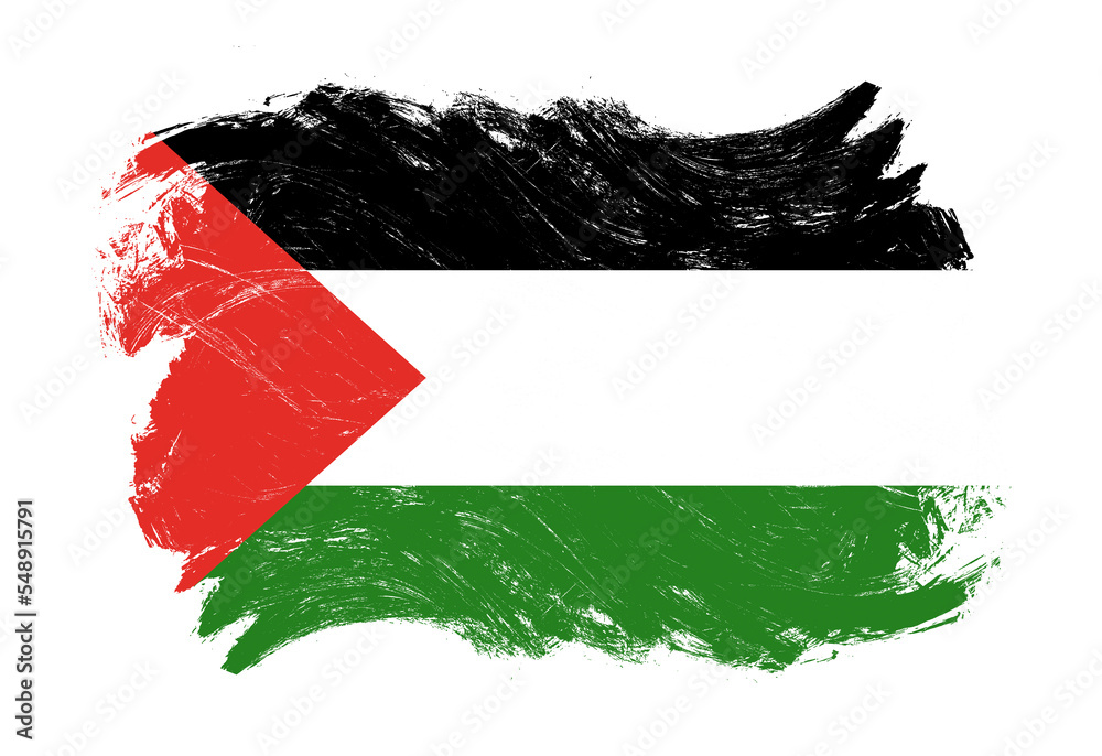 Palestine flag on distressed grunge white stroke brush background Stock ...