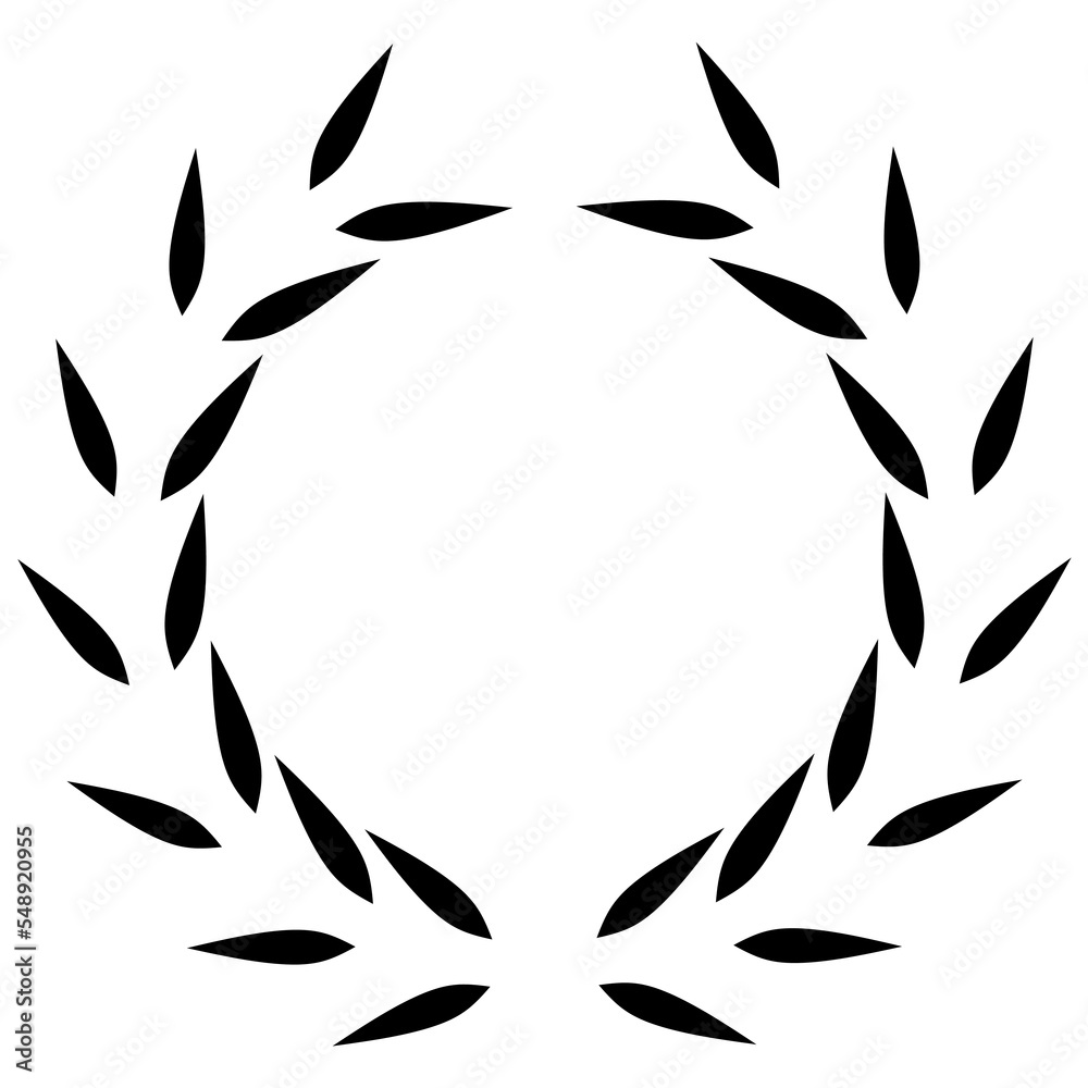 Black laurel wreath in circular shape on white background. Great for ...