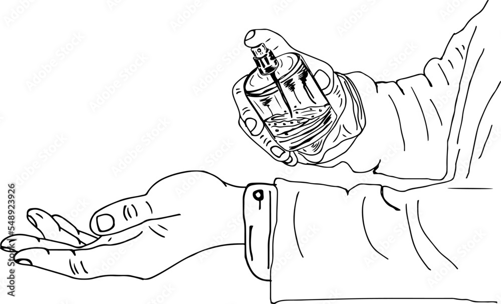 iIttar bottle in hand, vector illustration of a perfume bottle ...