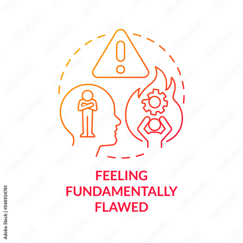 Feeling fundamentally flawed red gradient concept icon. Toxic shame ...