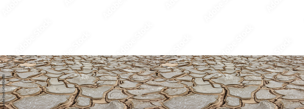 Soil drought of dry cracked landscape isolated on transparent ...