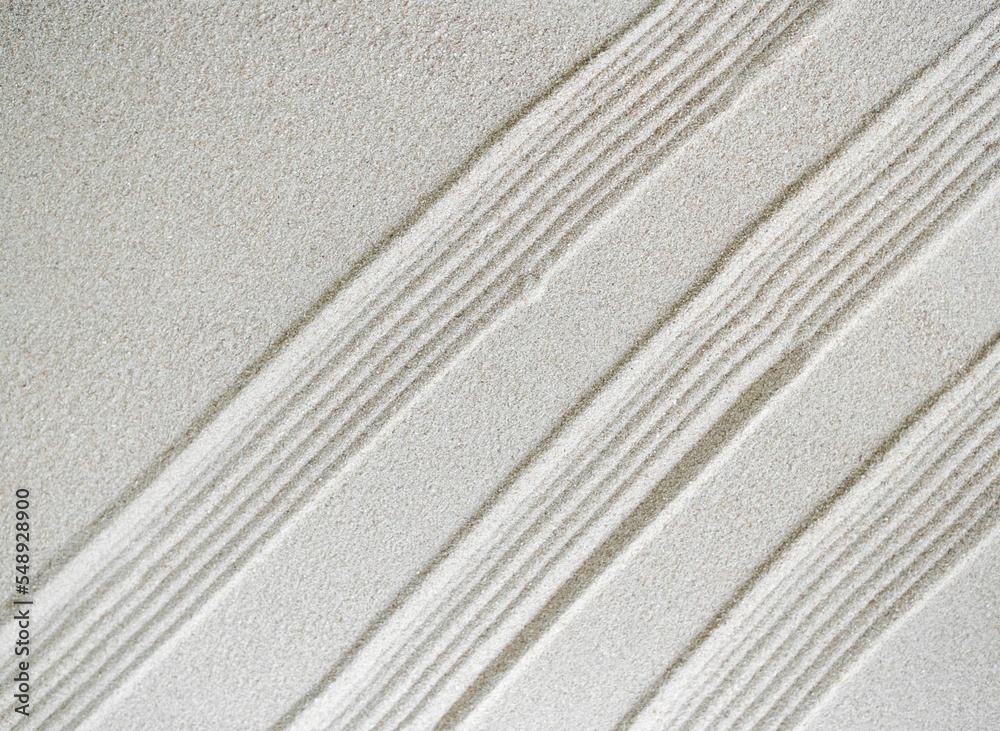 Zen Garden japanese with White Pebble and Texture Line on Sand ...