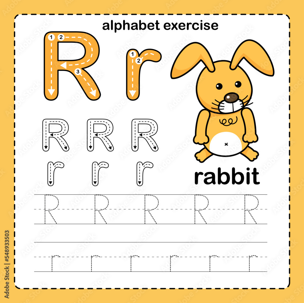 Alphabet Letter R - Rabbit exercise with cartoon vocabulary ...