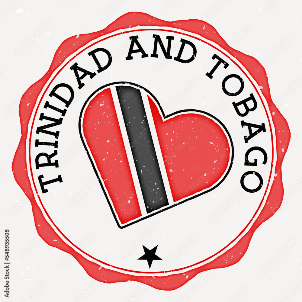 Trinidad and Tobago heart flag logo. Country name text around Trinidad ...