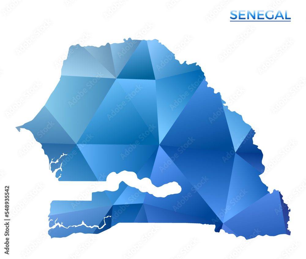 Vector polygonal Senegal map. Vibrant geometric country in low poly ...