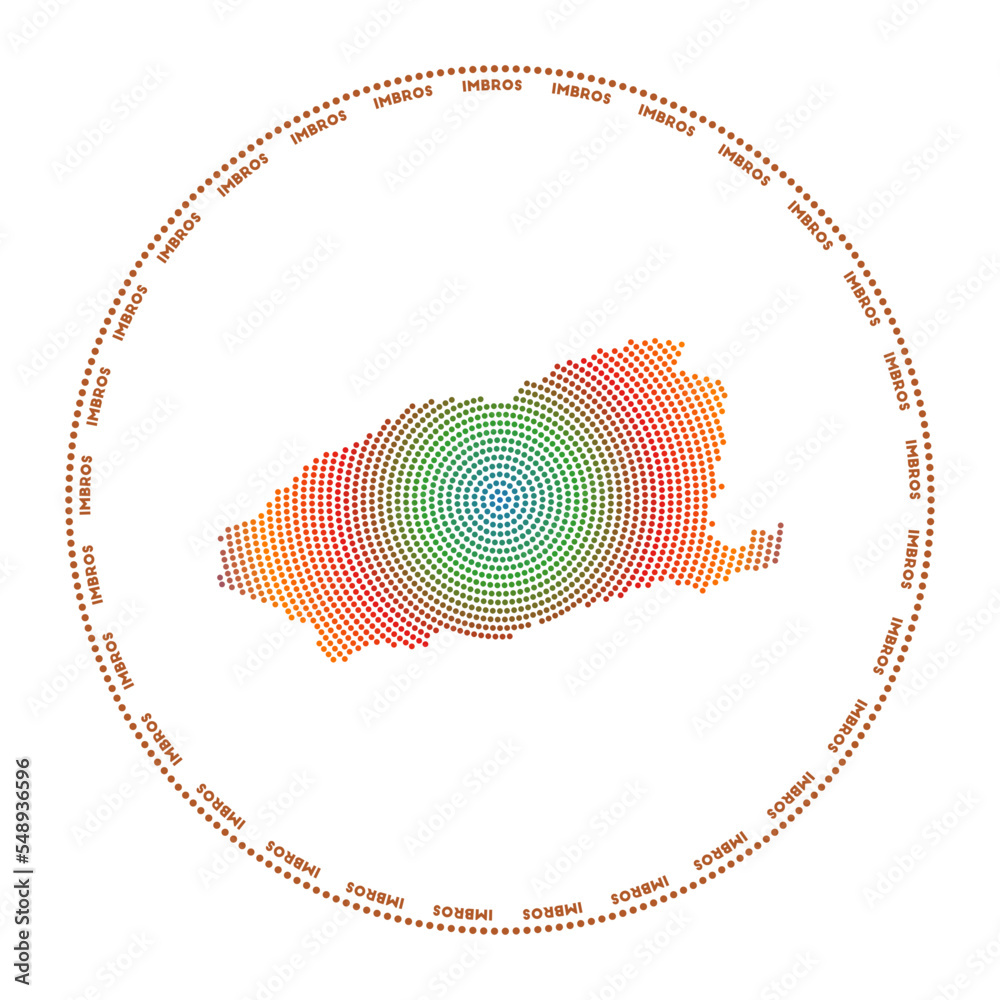 Imbros round logo. Digital style shape of Imbros in dotted circle with ... Imbros round logo. Digital style shape of Imbros in dotted circle with ...