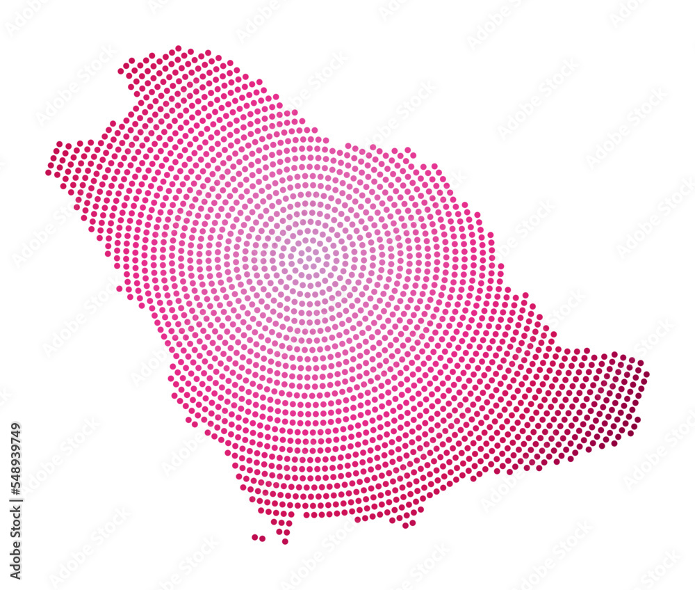 Saudi Arabia dotted map. Digital style shape of Saudi Arabia. Tech icon ...