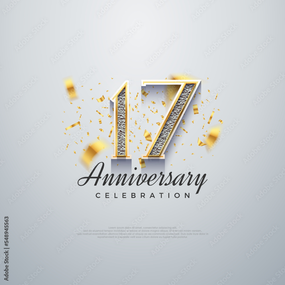 17 th anniversary number, shiny luxury. premium vector backgrounds ...