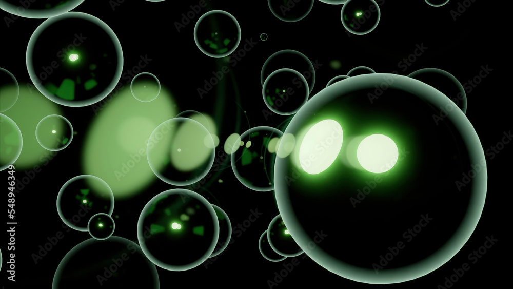 Soap bubbles floating on a black background. Design. Same size ...