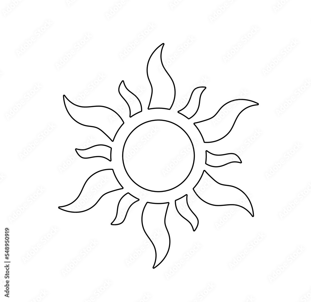 Vector isolated solar sun symbol geometric with big and small rays ...