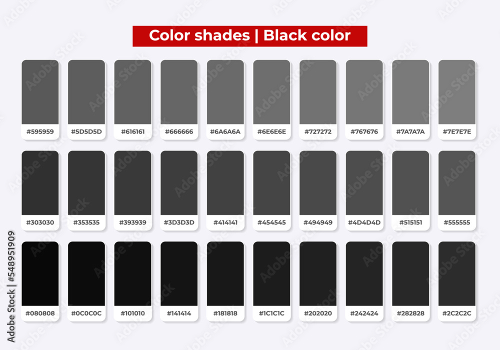 Color palette,Black color shades, Color harmony, Set of trendy flat ...